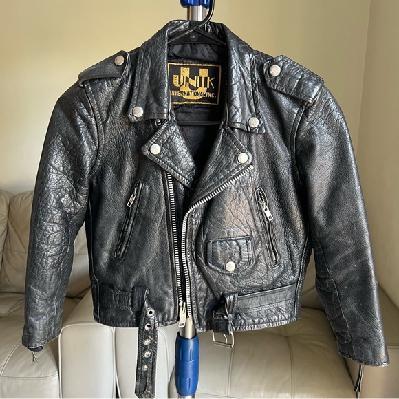 Unik | Jackets & Coats | Kids Unik Leather Jacket Size 6 Black Vintage ...